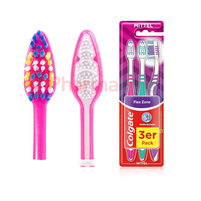 Colgate flex zone toothbrush medium 3pks | Pharmaplus | Pharmaplus