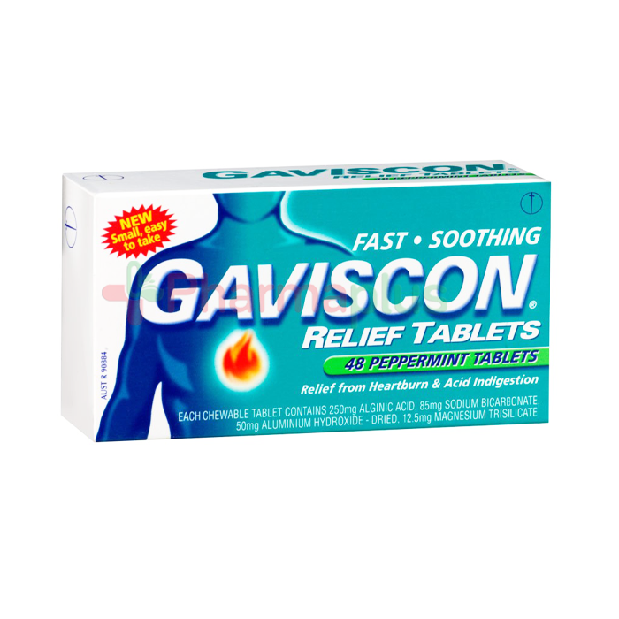 Gaviscon peppermint tablets 48`s | Pharmaplus | Pharmaplus