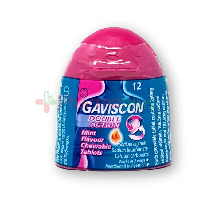 Gaviscon double action mint handy tablets 12`s | Pharmaplus | Pharmaplus