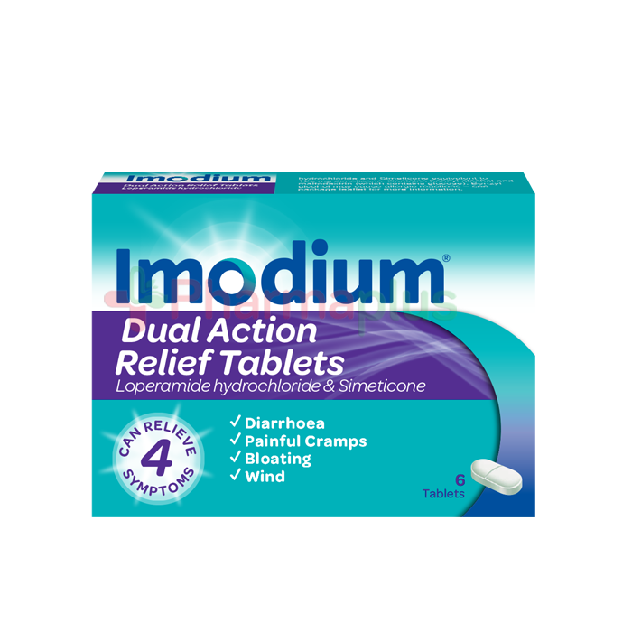 Imodium dual action relief tablets 6`s | Pharmaplus | Pharmaplus