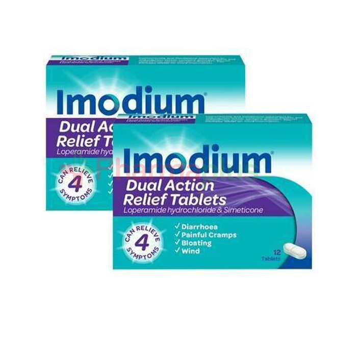 Imodium dual action relief tablets 12s | Pharmaplus | Pharmaplus